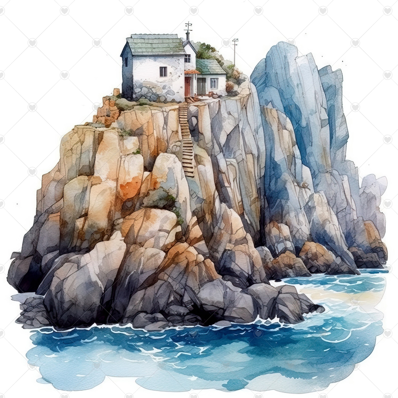 Oceanside House on Rocks Clipart Bundle 10 High Quality - Etsy
