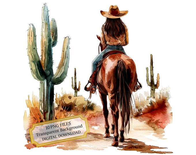 20 Cowgirl on Horseback Clipart, Cowgirl Clipart, Horse Clipart, Cowboy ...