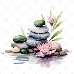 Zen Stones Spa Art Clipart Bundle- 10 High Quality Watercolor Jpgs ...