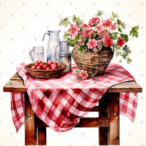 Wooden Country Table Clipart Bundle- 10 High Quality Watercolor Jpgs ...