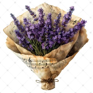 Lavender Bouquet in Music Notes Clipart Bundle- 10 High Quality ...