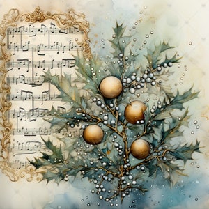 Vintage Christmas Pearls and Music Notes JPG Clipart Bundle- Digital ...