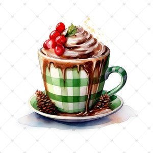 Cup of Christmas Hot Chocolate Clipart Bundle- 10 High Quality ...