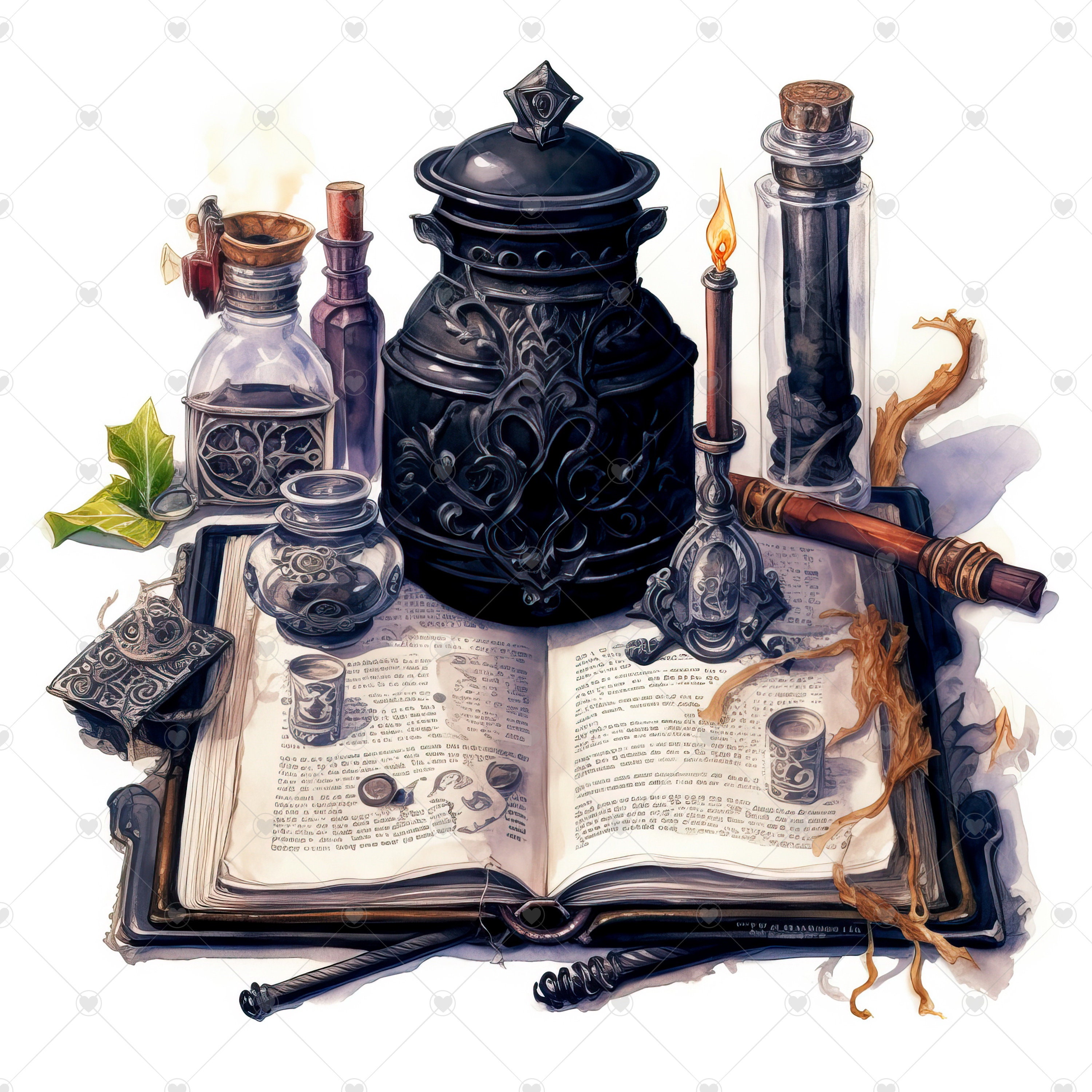 Dark Gothic Witch's Spellbook Clipart Bundle 10 High - Etsy