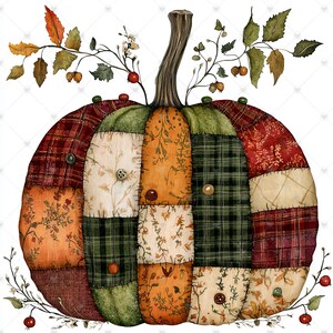 Autumn Patchwork Pumpkin Clipart Bundle 10 High Quality Watercolor Jpgs ...