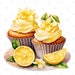 Lemon Cupcake Clipart Bundle 10 High Quality Watercolor Jpgs Dessert ...