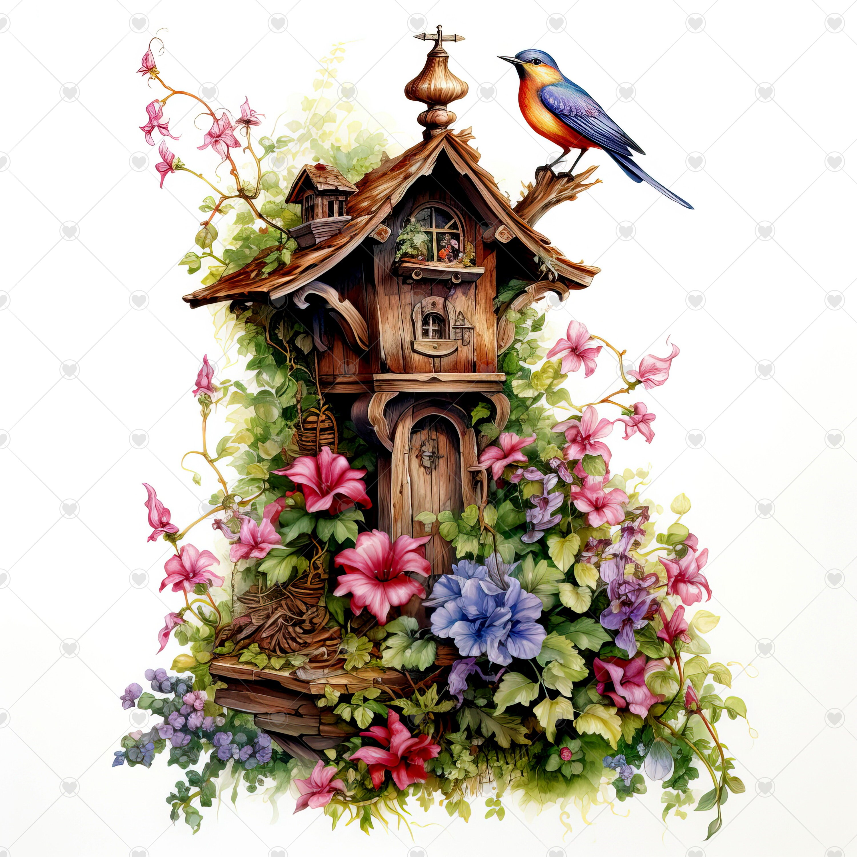 Overgrown Floral Cuckoo Clock Clipart Bundle 10 High Quality - Etsy