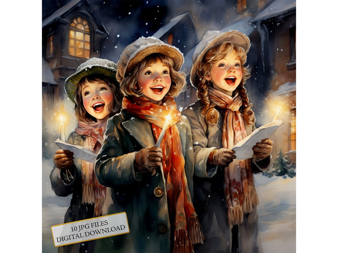 Adorable Children Singing Christmas Carols Clipart Bundle- 10 High ...
