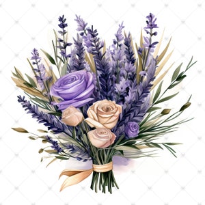 Lavender Bouquet Clipart Bundle- 10 High Quality Watercolor Jpgs ...