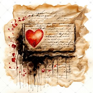 Vintage Love Letter With Ink Stains Clipart Bundle- 10 High Quality ...
