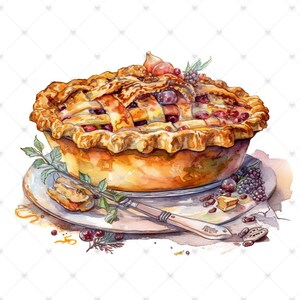 Grandma's Pie Clipart Bundle 10 High Quality Watercolor Jpgs Cottage ...