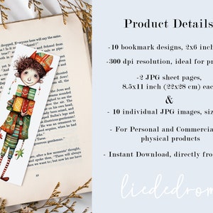 10 Christmas Elf Holding a Present Printable Bookmark Sheets, 10 JPG ...