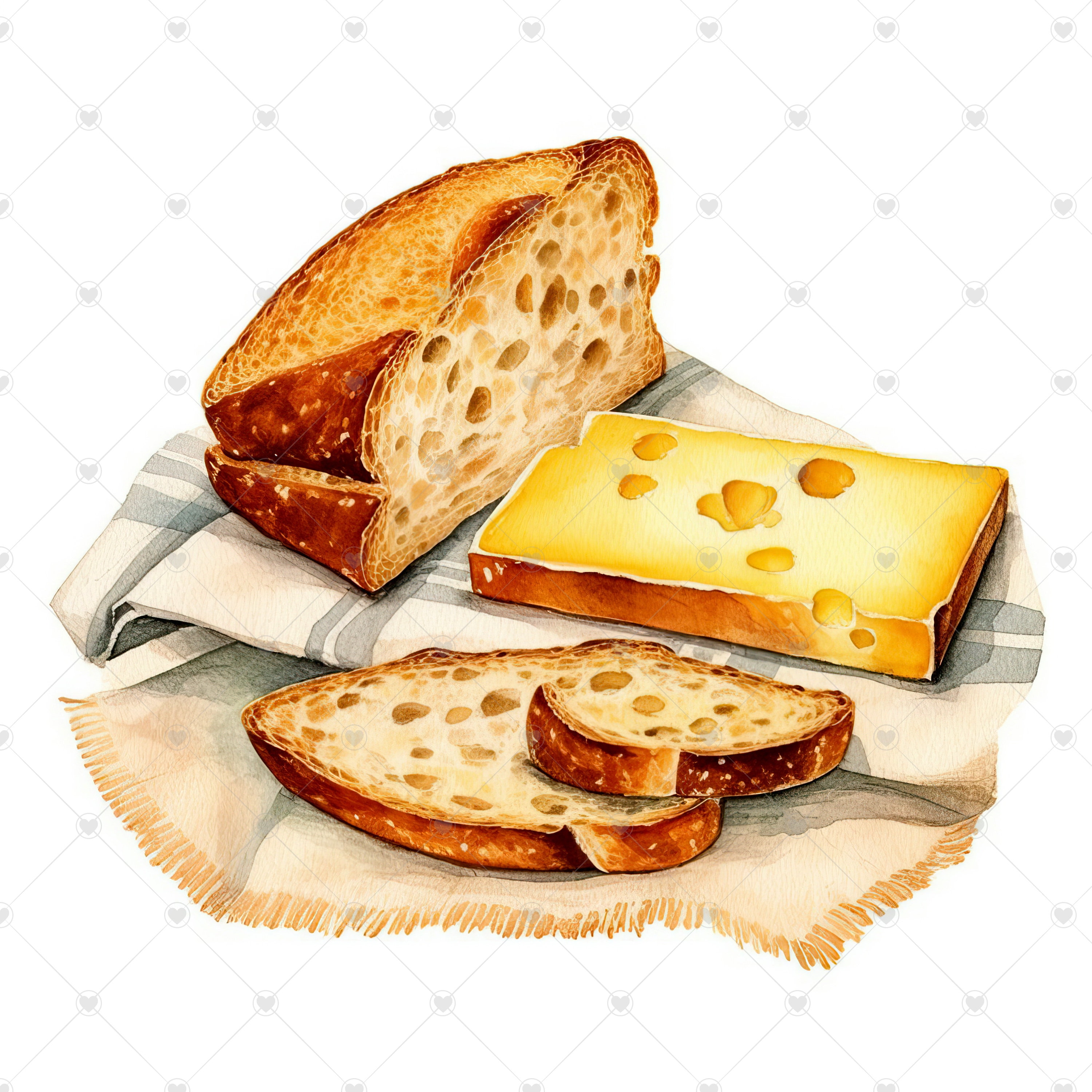 Bread and Cheese Clipart Bundle 10 High Quality Watercolor - Etsy