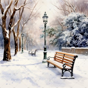 Snow Covered Park in Winter Scenery Clipart Bundle- 10 High Quality ...