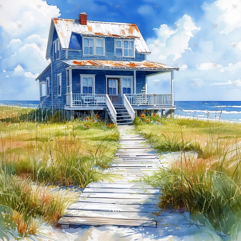 Beach House Scenery JPG Clipart Bundle- Digital Download - Etsy Canada