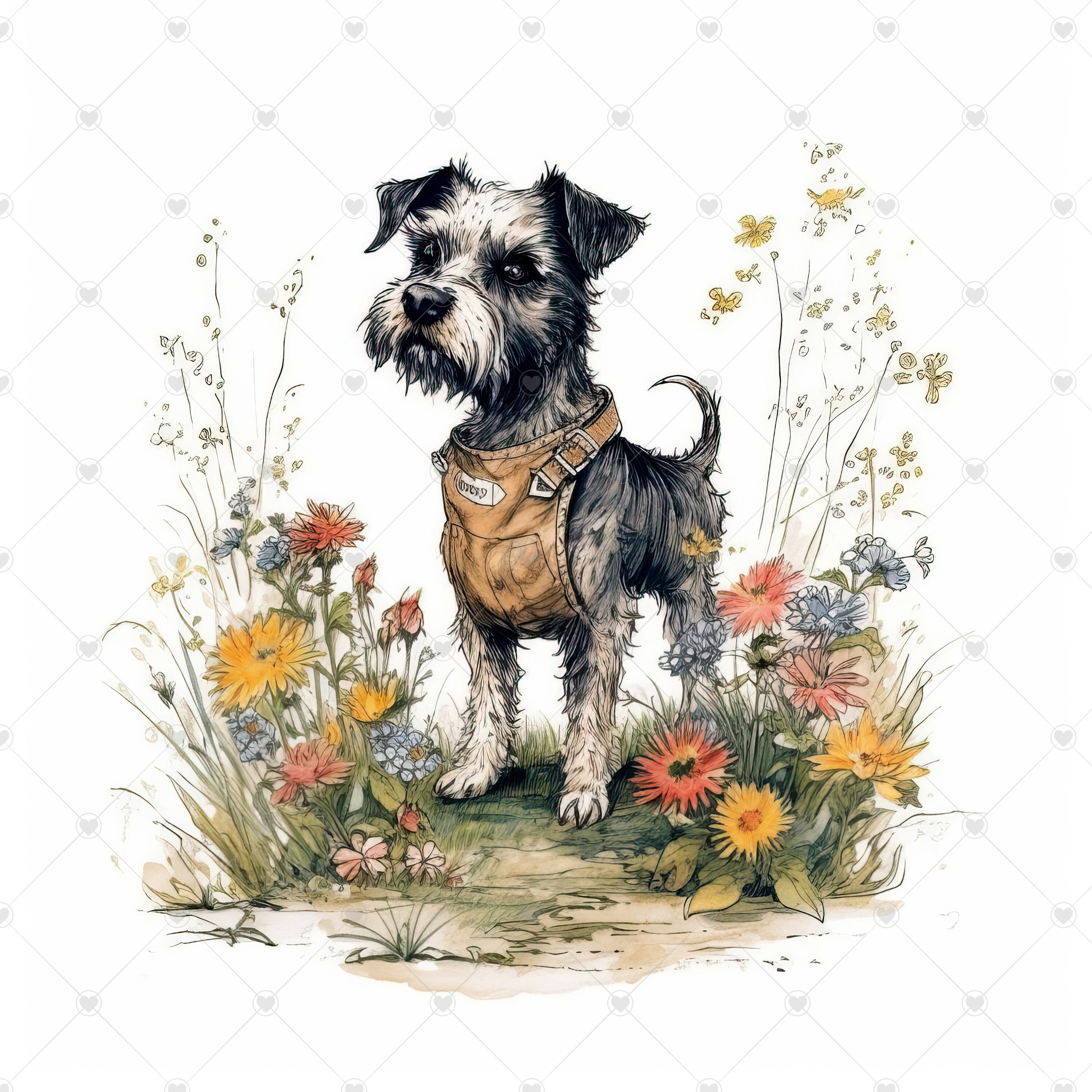 Cute Dog With Flowers Clipart Bundle 10 High Quality - Etsy