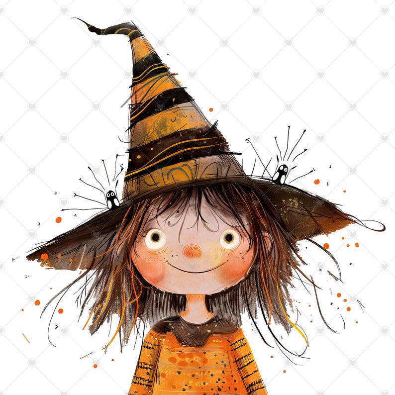 Little Halloween Witch PNG Clipart Bundle- Digital Download - Etsy