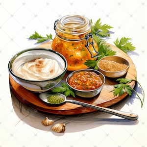 Chutney Indian Food Clipart Bundle- 10 High Quality Watercolor Jpgs ...
