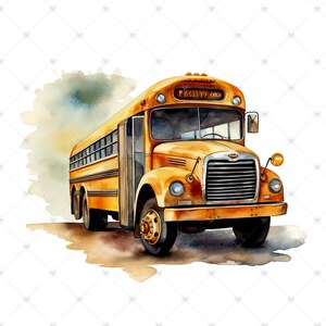 School Bus Clipart Bundle- 10 High Quality Watercolor Jpgs- Back to ...
