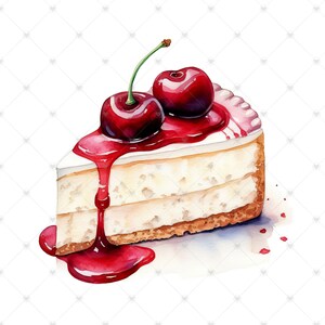 Cherry Cheesecake Clipart Bundle- 10 High Quality Watercolor Jpgs ...