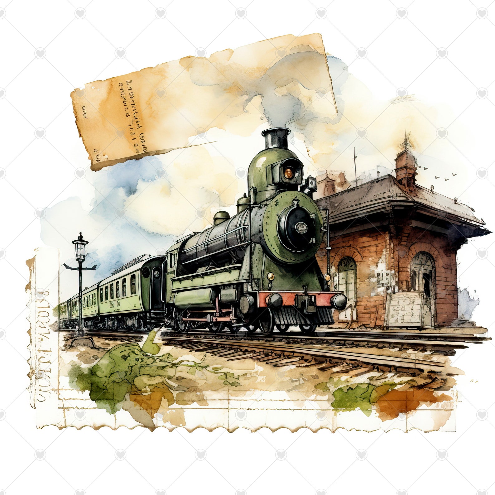 Vintage Train Station Postcard Clipart Bundle 10 High Quality - Etsy