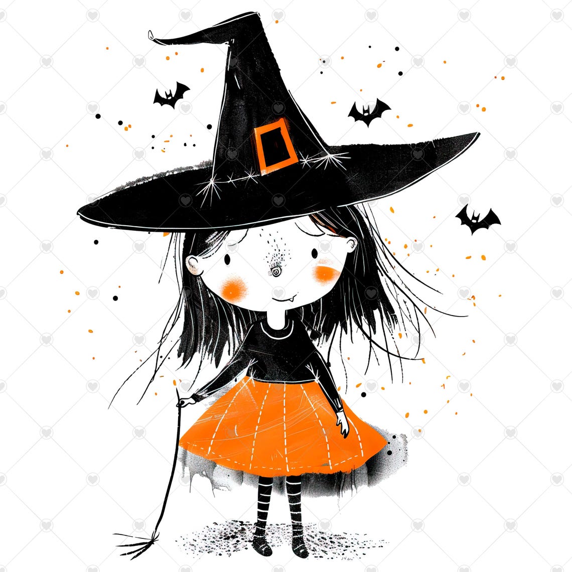 Little Halloween Witch PNG Clipart Bundle- Digital Download - Etsy