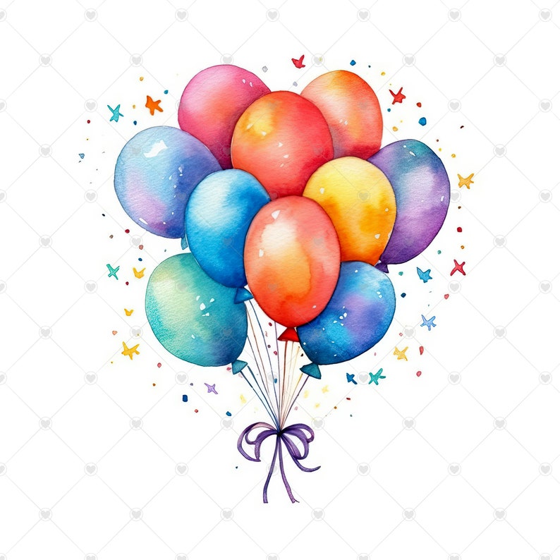 Birthday Party Balloons Clipart Bundle 10 High Quality - Etsy