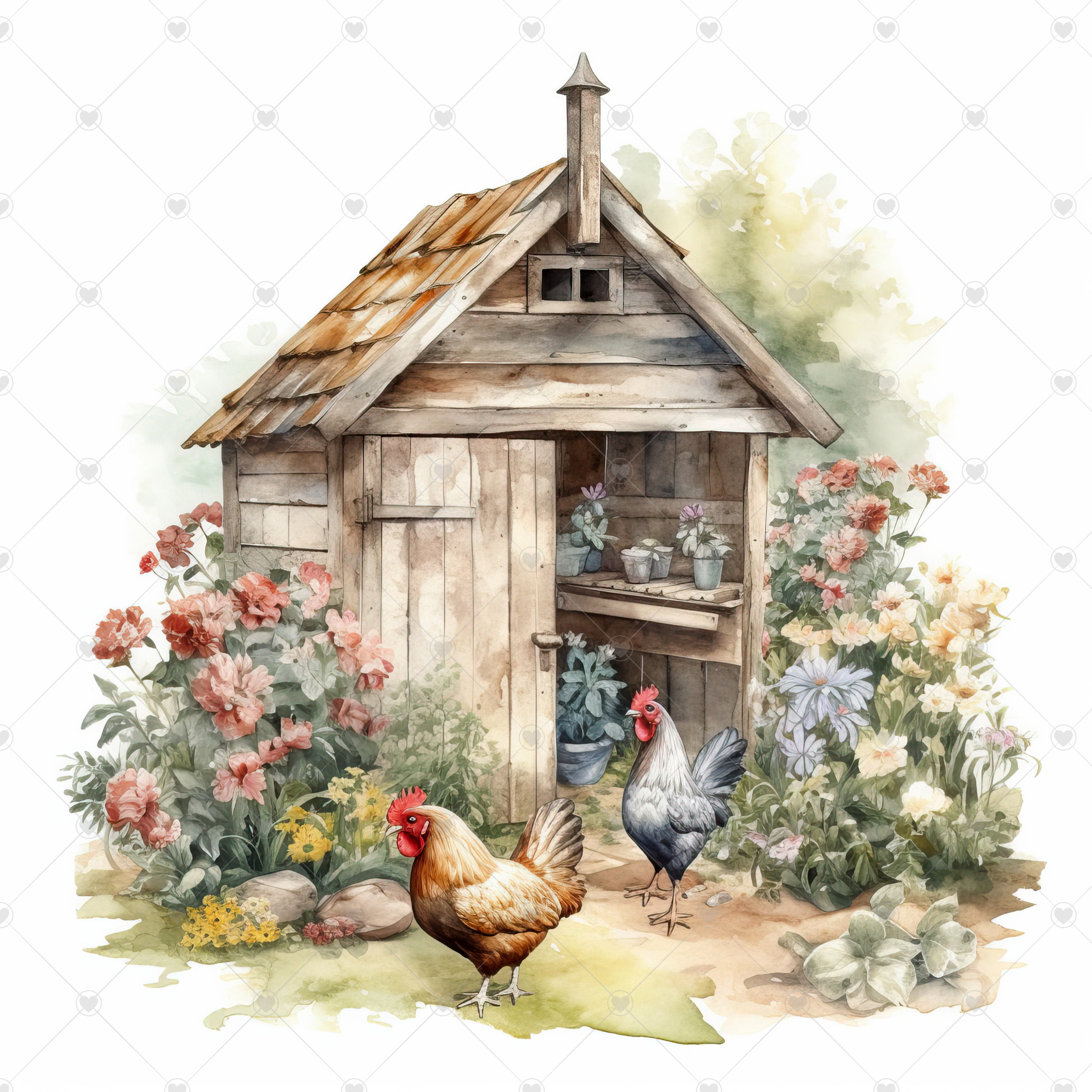 Hen House Chicken Coop Clipart Bundle 10 High Quality - Etsy