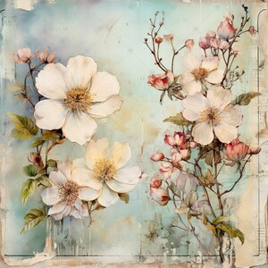Shabby Chic Wild Roses Aged Paper Clipart Bundle- 10 High Quality ...