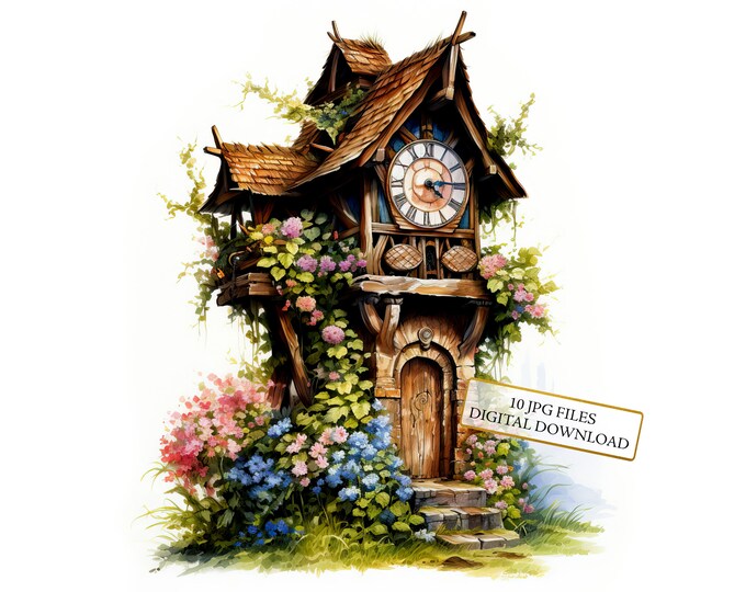 Watercolor Cuckoo Clocks Clipart Set of 20 Files With Instant Download ...