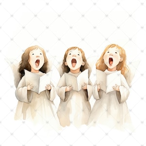 Adorable Little Angels Singing Christmas Carols Clipart Bundle- 10 High ...