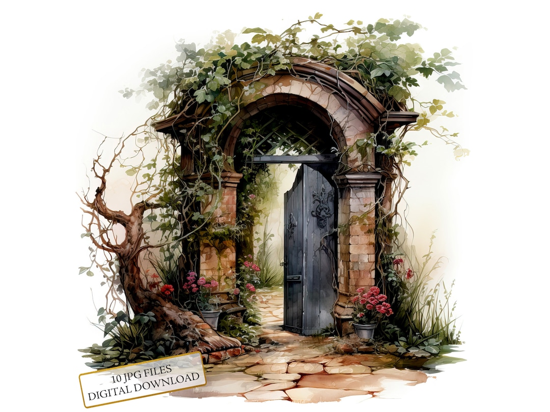 Secret Garden Clipart Bundle 10 High Quality Watercolor Jpgs Crafting ...