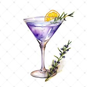 Lemon Drop Vodka Martini Clipart Bundle- 10 High Quality Watercolor ...