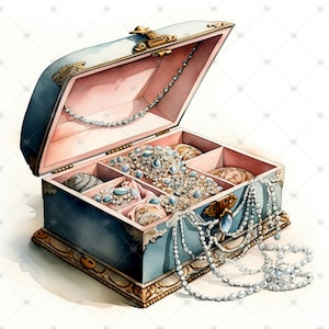 Open Ornate Vintage Jewelry Box Clipart Bundle- 10 High Quality ...