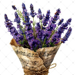 Lavender Bouquet in Music Notes Clipart Bundle- 10 High Quality ...