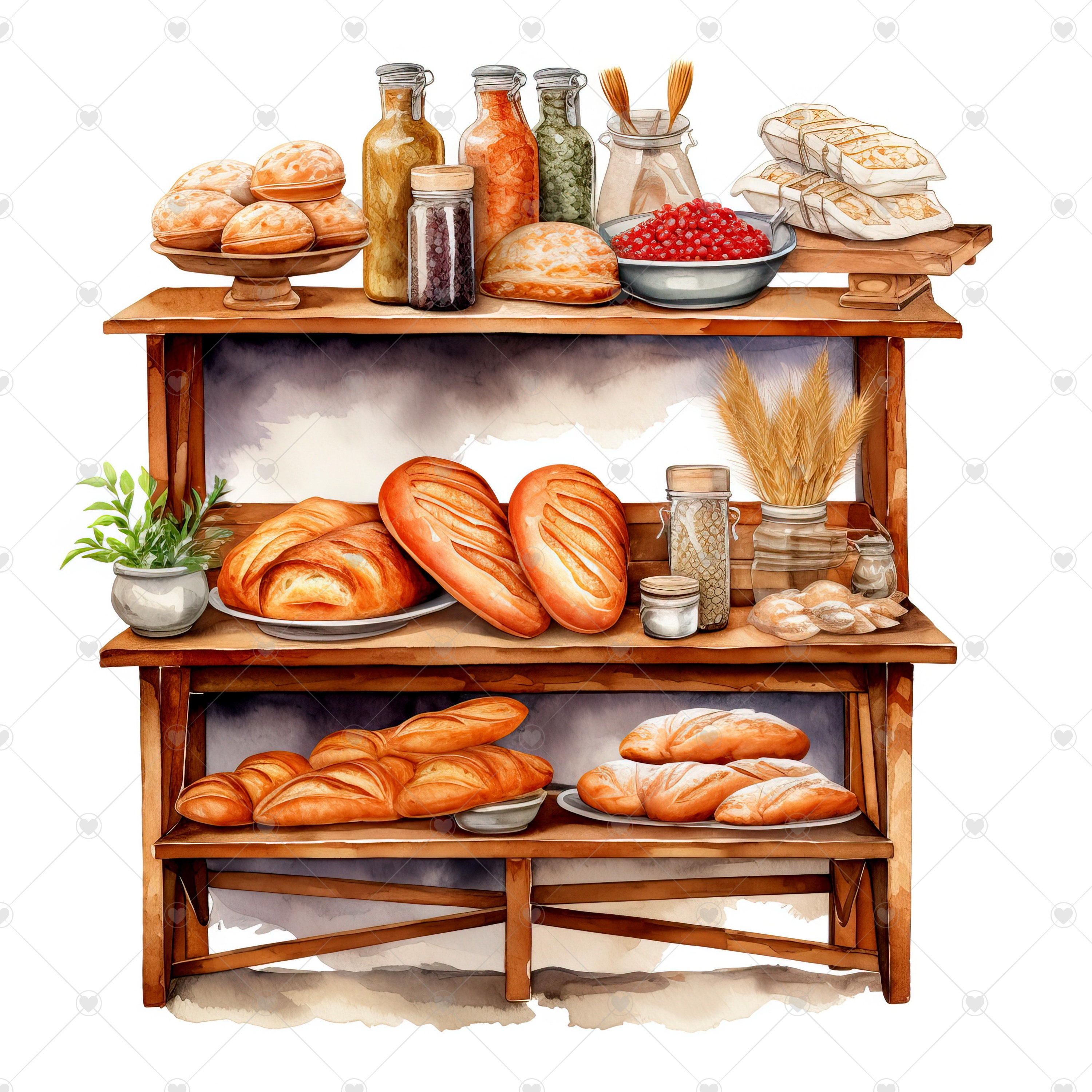 Bread Stand in a Bakery Clipart Bundle 10 High Quality - Etsy