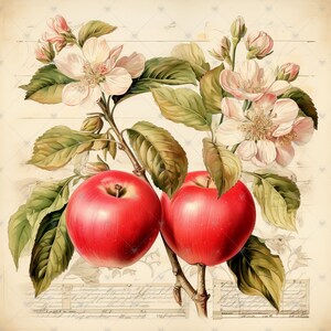 Shabby Chic Apples Clipart Bundle 10 High Quality Watercolor Jpgs Fruit ...