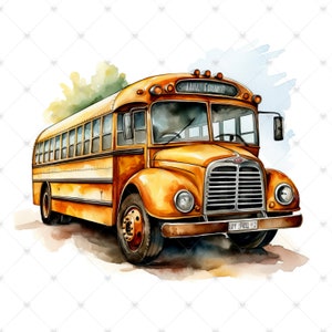 School Bus Clipart Bundle- 10 High Quality Watercolor Jpgs- Back to ...