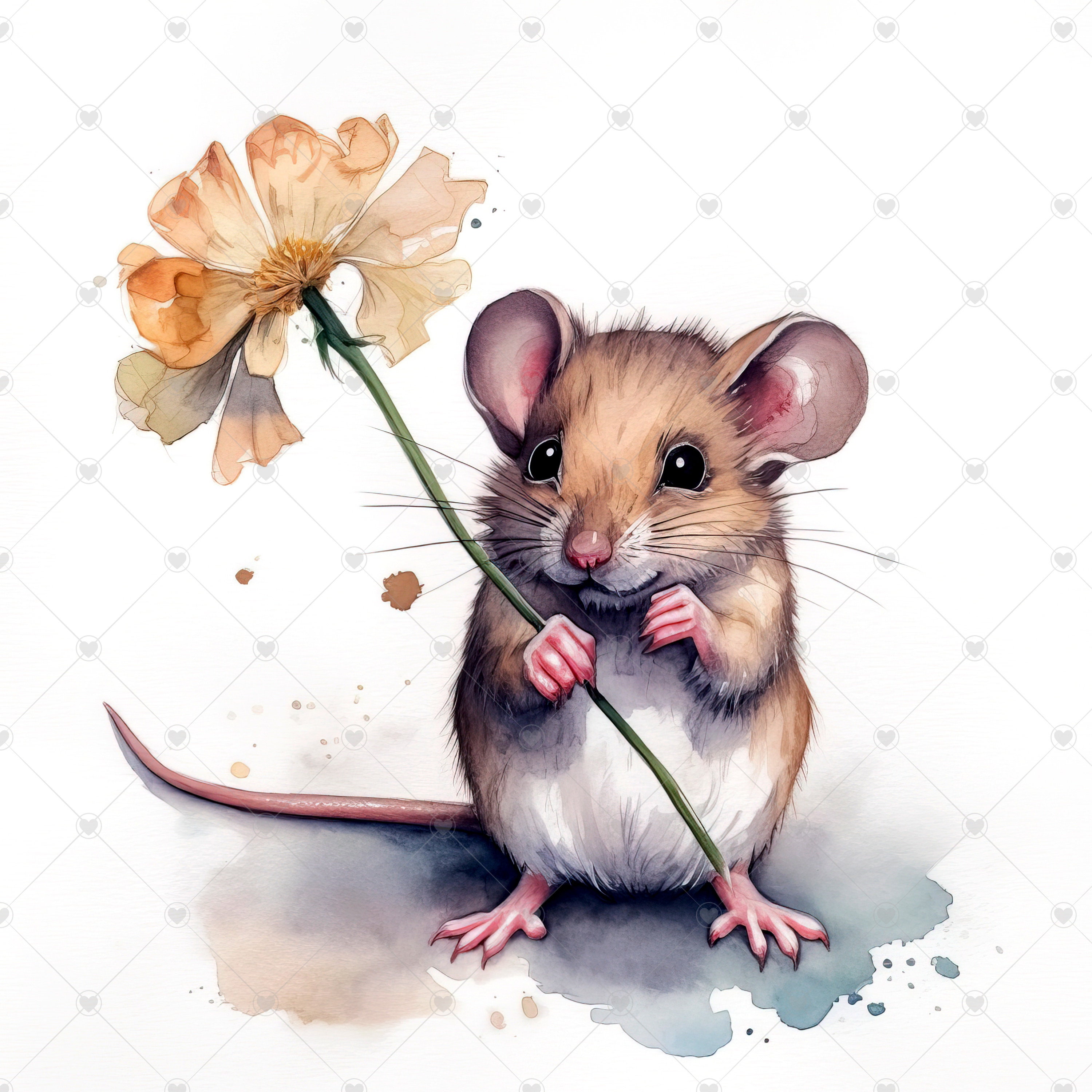 Mouse Holding Flower Clipart Bundle 10 High Quality - Etsy Australia