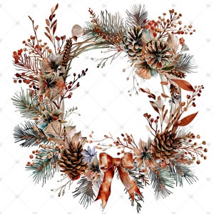 Winter Wreath Clipart Bundle- 10 High Quality Watercolor Jpgs- Winter ...