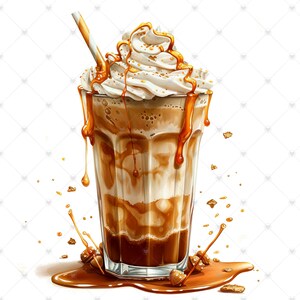 Caramel Milkshake Clipart Bundle 10 High Quality Watercolor Jpgs ...