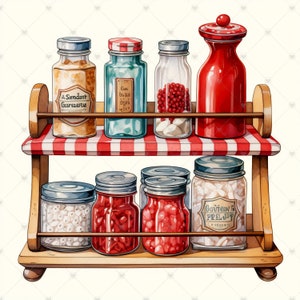 Retro Spice Rack Clipart Bundle- 10 High Quality Watercolor Jpgs ...