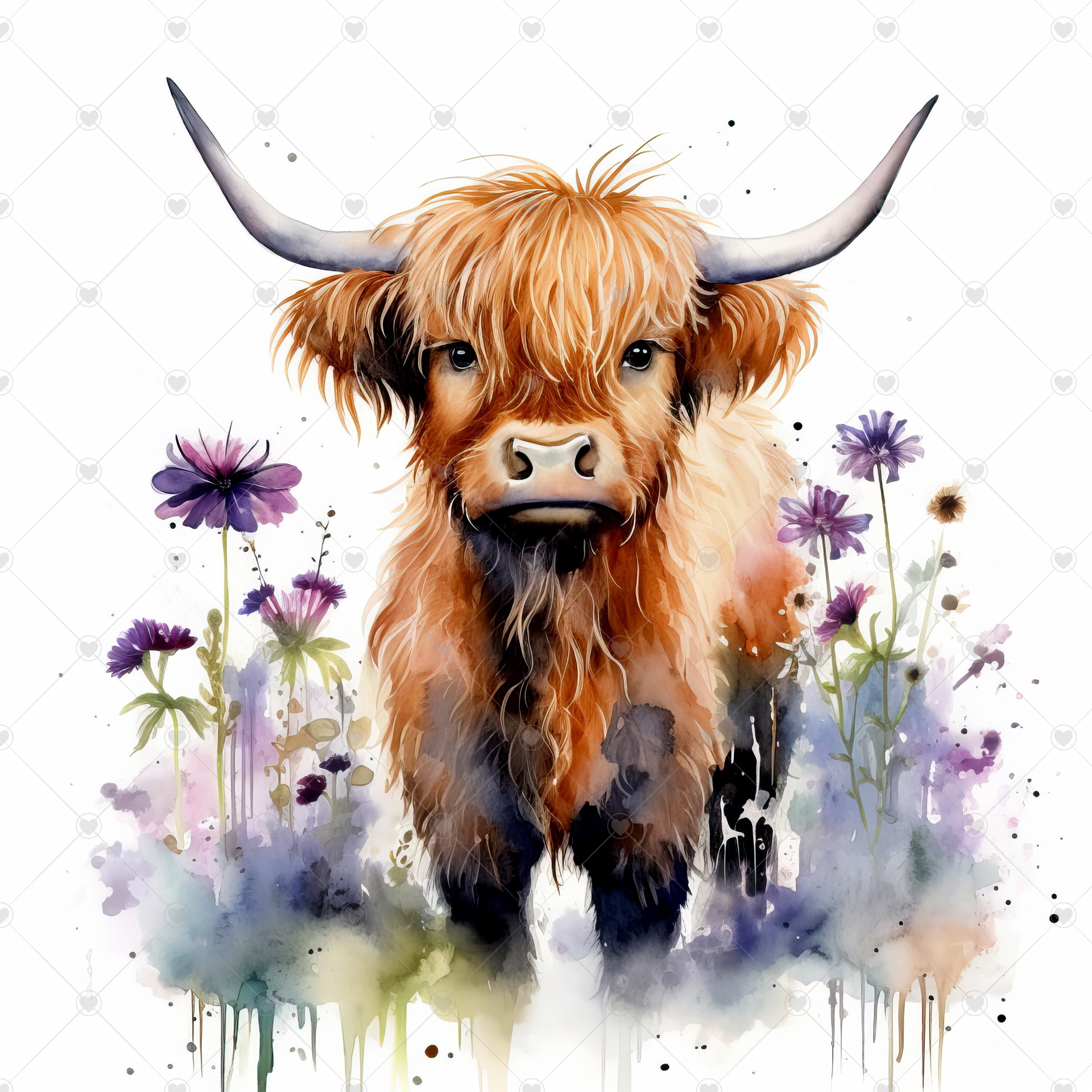 Highland Cow on a Flower Meadow Clipart Bundle 10 High - Etsy Canada