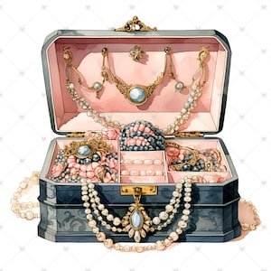 Open Ornate Vintage Jewelry Box Clipart Bundle- 10 High Quality ...