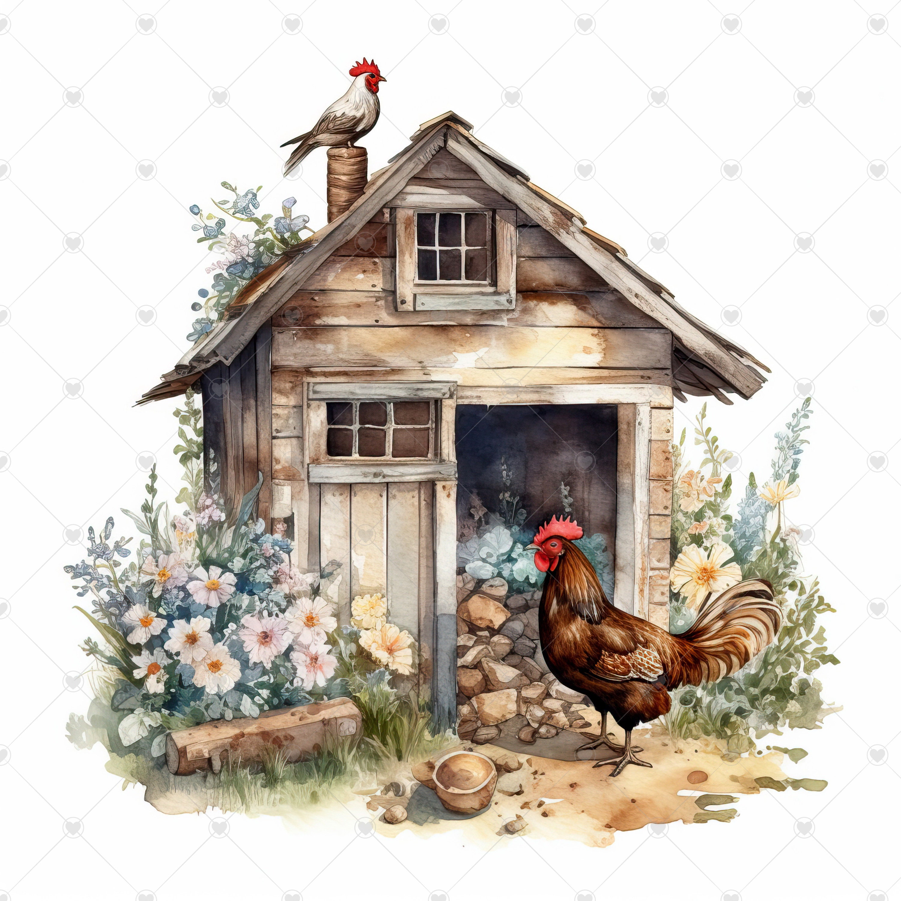 Hen House Chicken Coop Clipart Bundle 10 High Quality - Etsy