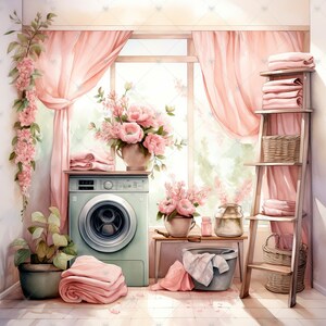Floral Laundry Room Clipart Bundle- 10 High Quality Watercolor Jpgs ...