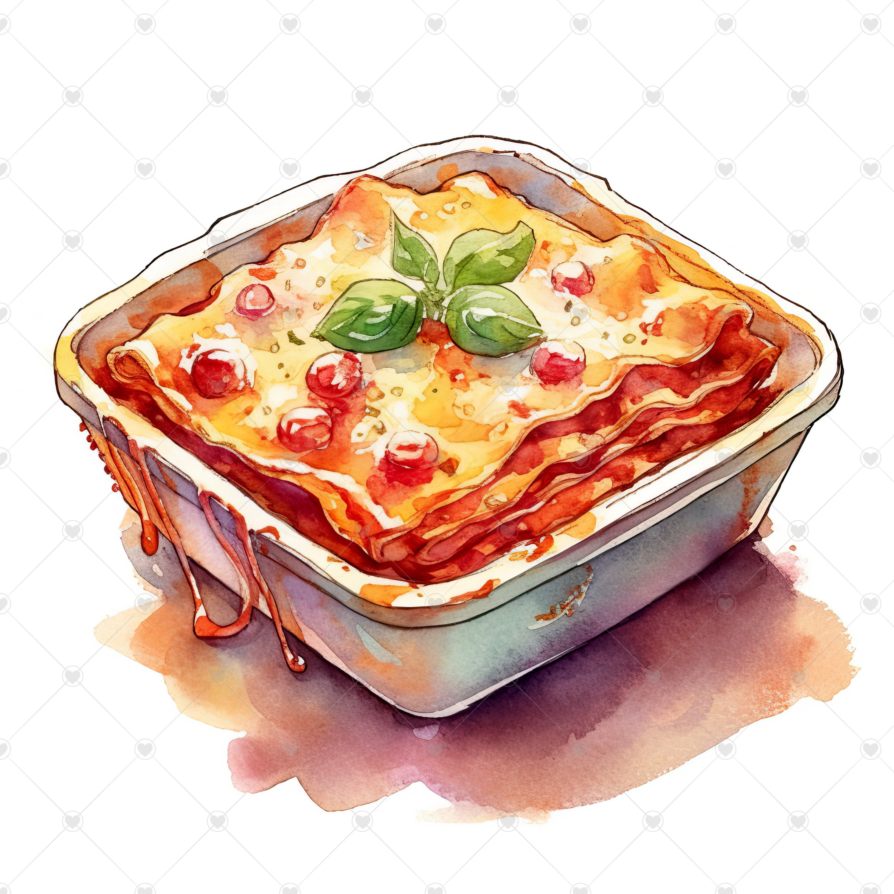 Lasagna Clipart Bundle 10 High Quality Watercolor S Etsy