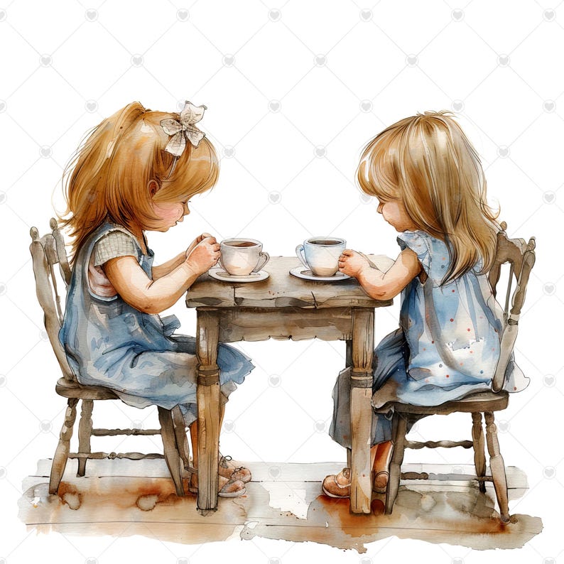 Little Girls' Tea Party PNG Clipart Bundle- Digital Download - Etsy ...