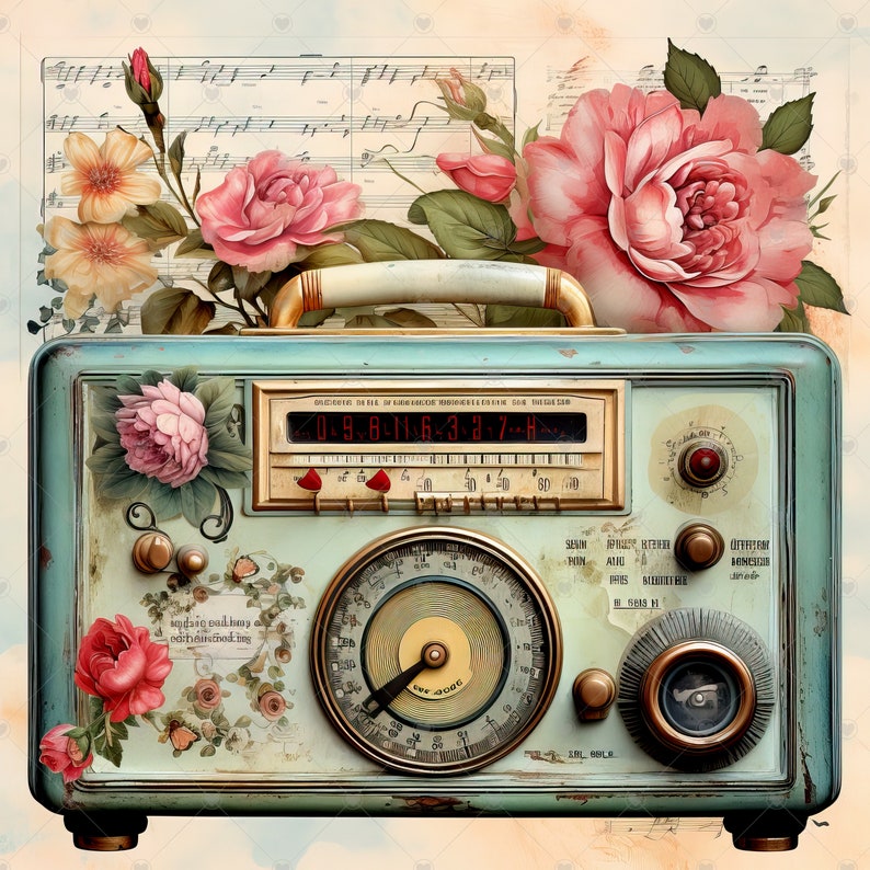 Shabby Chic Retro Radio Clipart Bundle 10 High Quality - Etsy