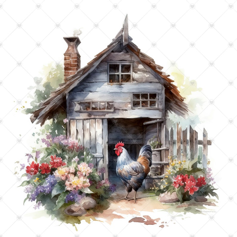 Hen House Chicken Coop Clipart Bundle 10 High Quality - Etsy